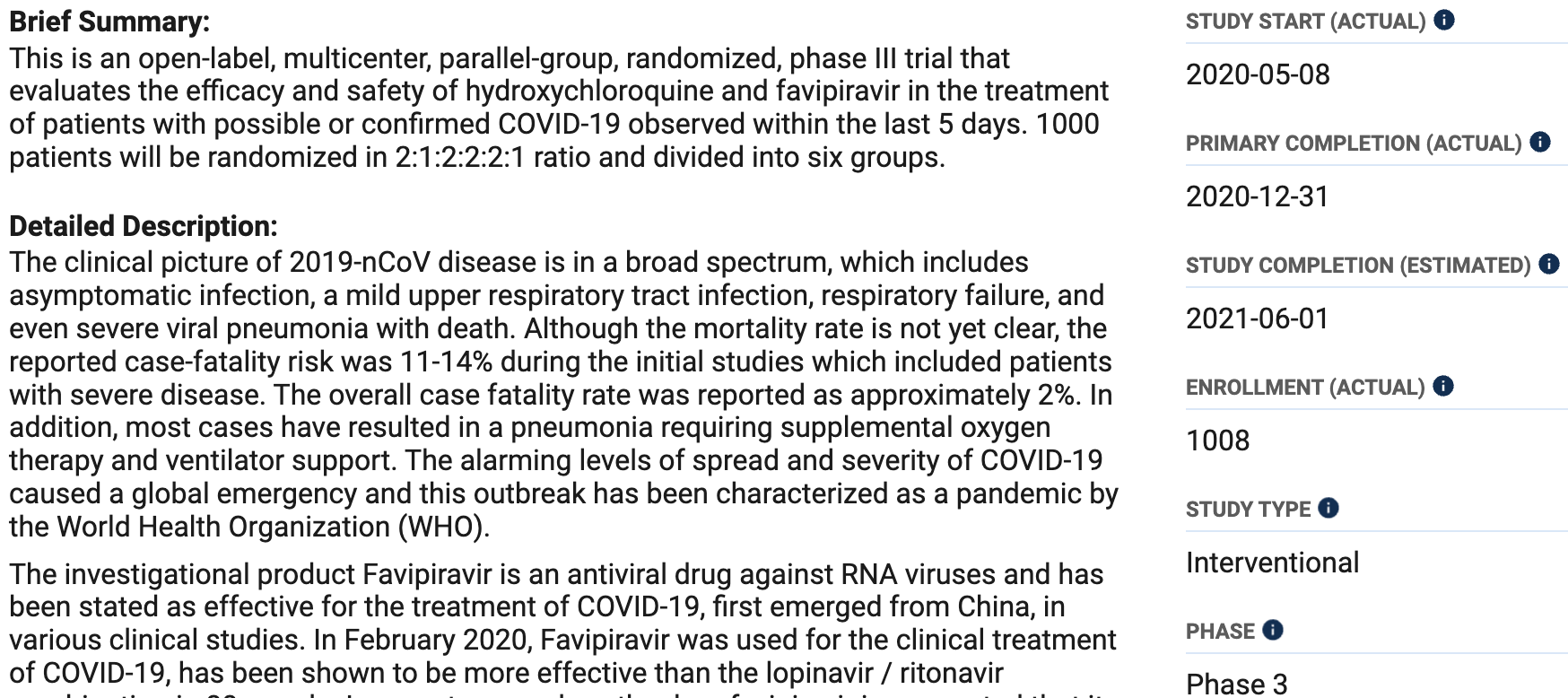 Kara: Efficacy and Safety of Hydroxychloroquine and Favipiravir in the ...