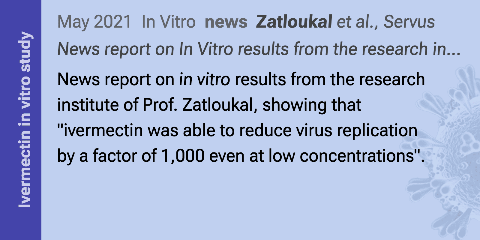 Zatloukal: News report on In Vitro results from the research institute ...