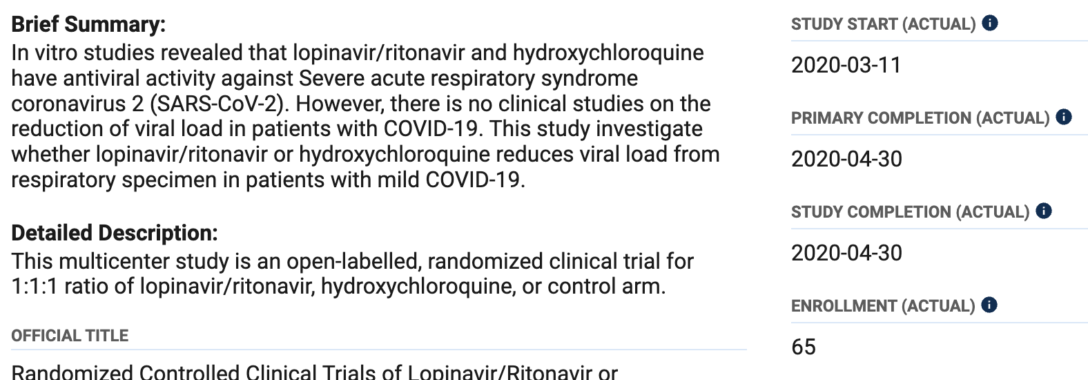 Kim: Comparison of Lopinavir/ Ritonavir or Hydroxychloroquine in ...