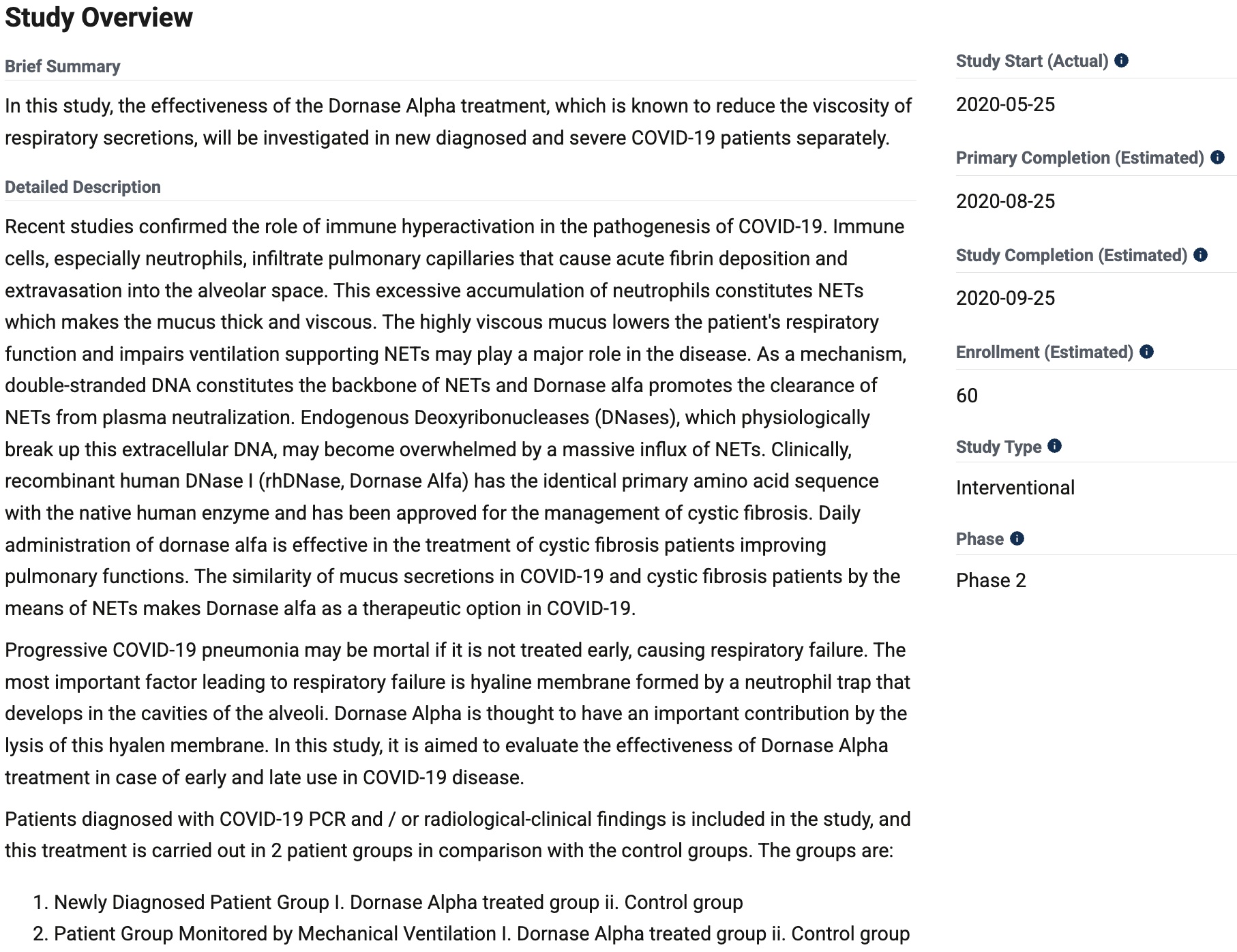 Ovalı: Determination of Dornase Alpha Effectiveness in COVID-19 ...